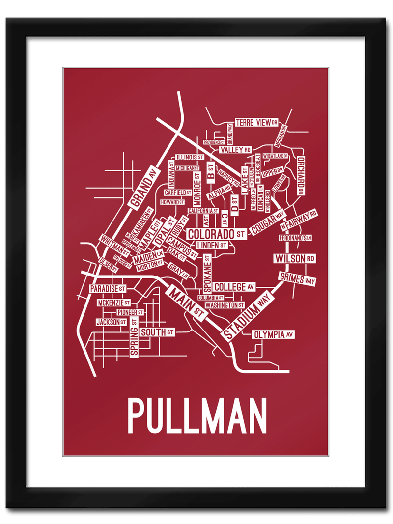 Pullman, Washington Street Map Print | School Street Posters