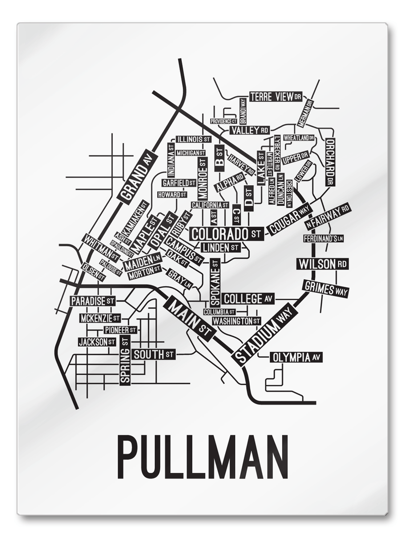 Pullman, Washington Street Map Print | School Street Posters