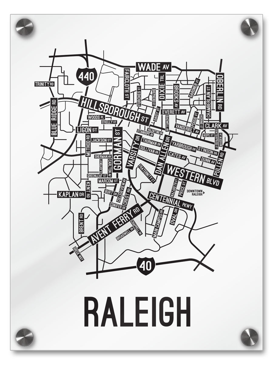 Raleigh, North Carolina Street Map - School Street Posters