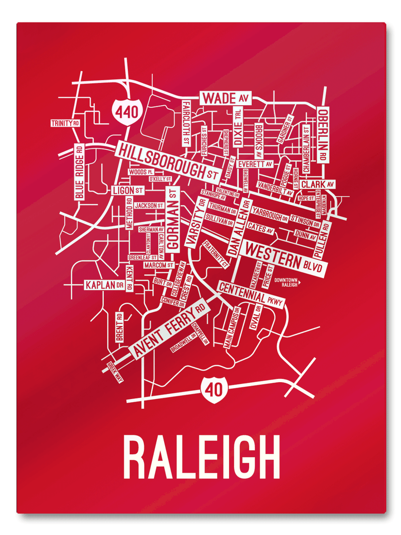 Raleigh, North Carolina Street Map - School Street Posters