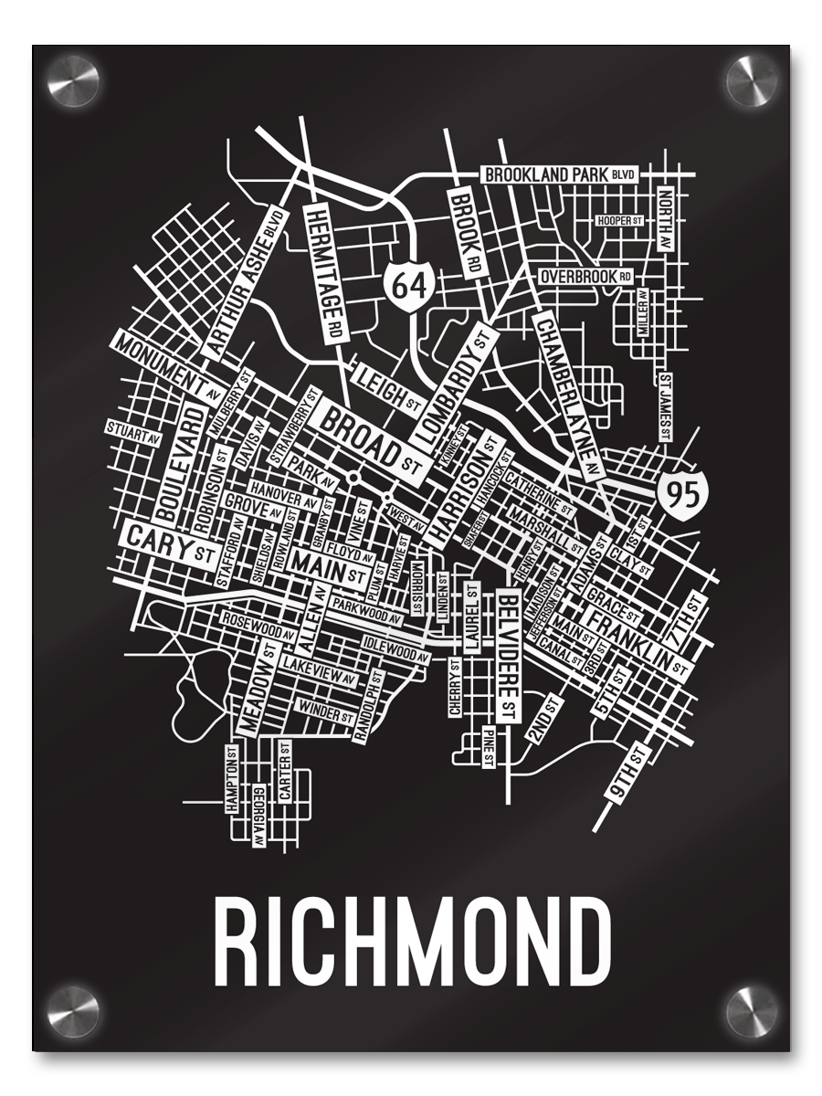 Richmond, Virginia Street Map - School Street Posters