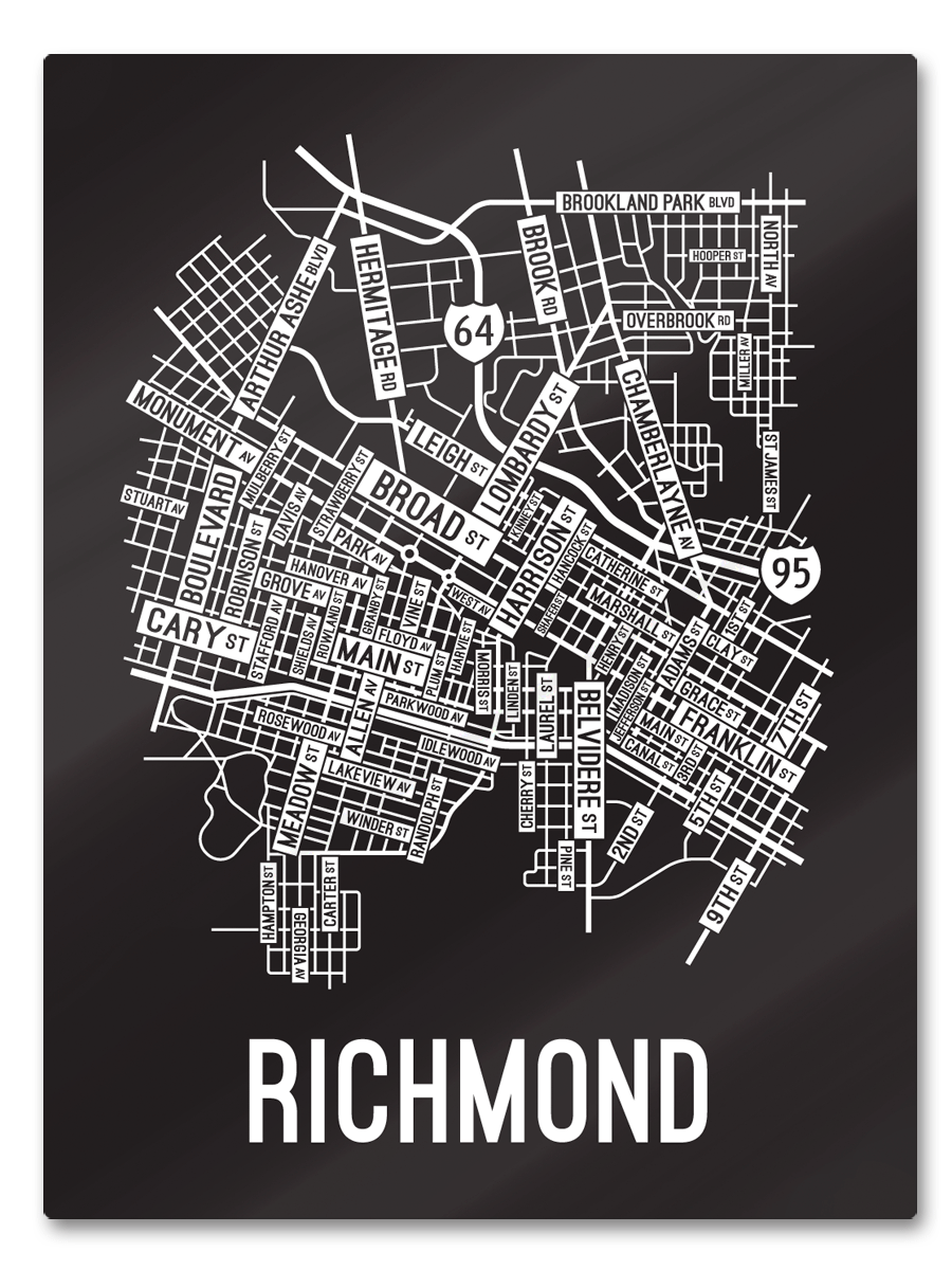 Richmond, Virginia Street Map - School Street Posters