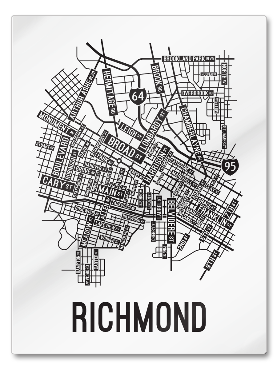 Richmond, Virginia Street Map - School Street Posters