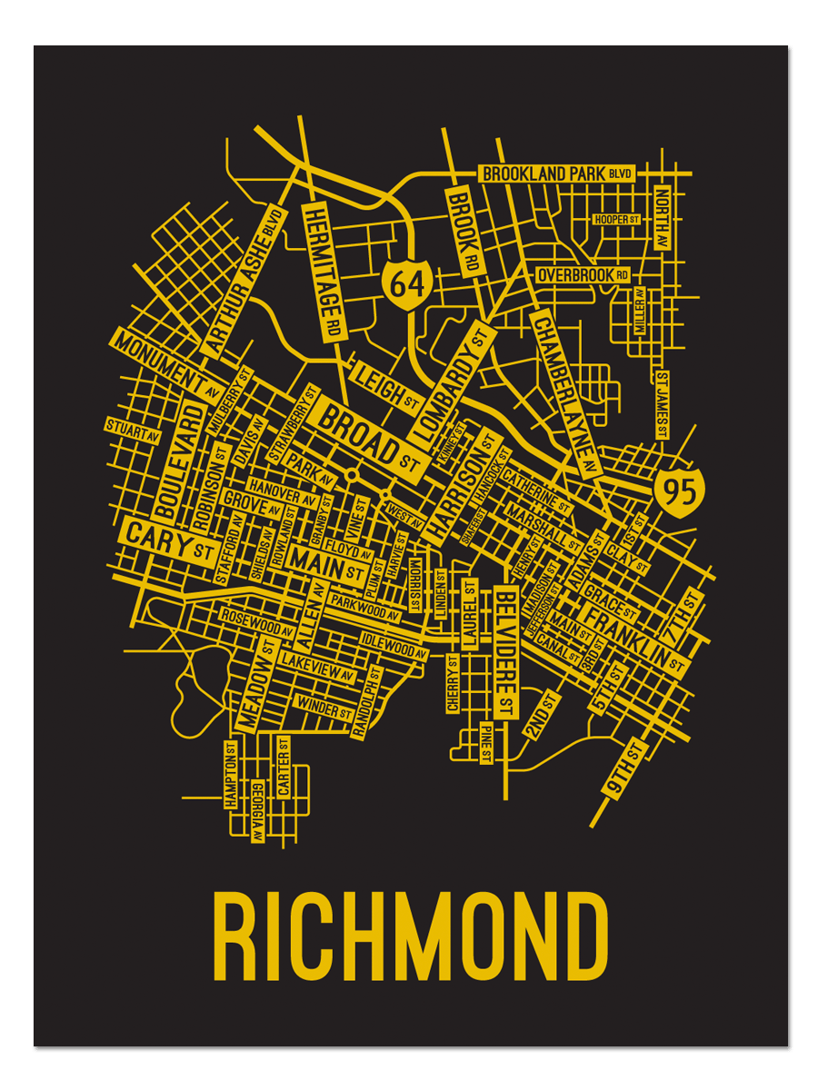 Richmond, Virginia Street Map - School Street Posters