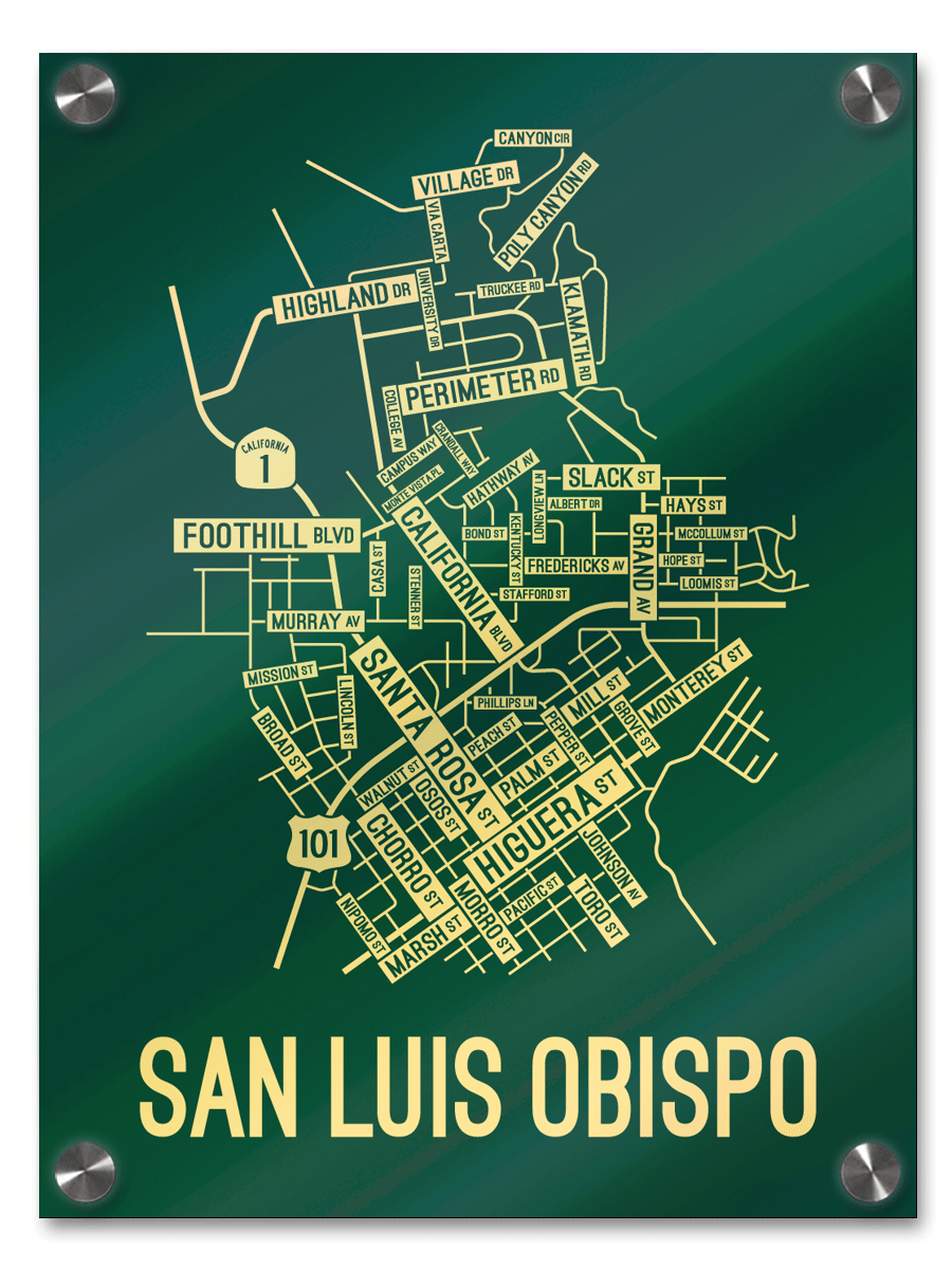 San Luis Obispo, California Street Map - School Street Posters