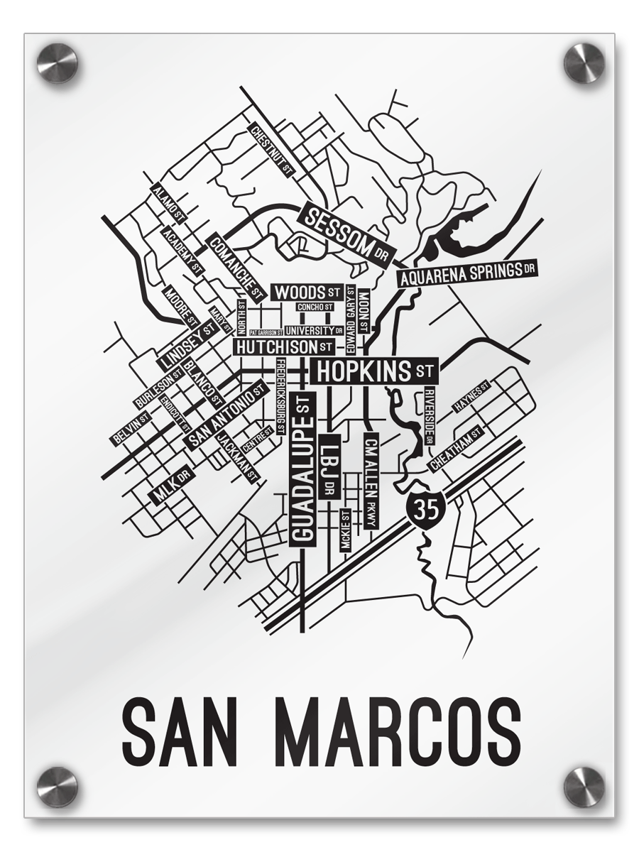 San Marcos, Texas Street Map - School Street Posters