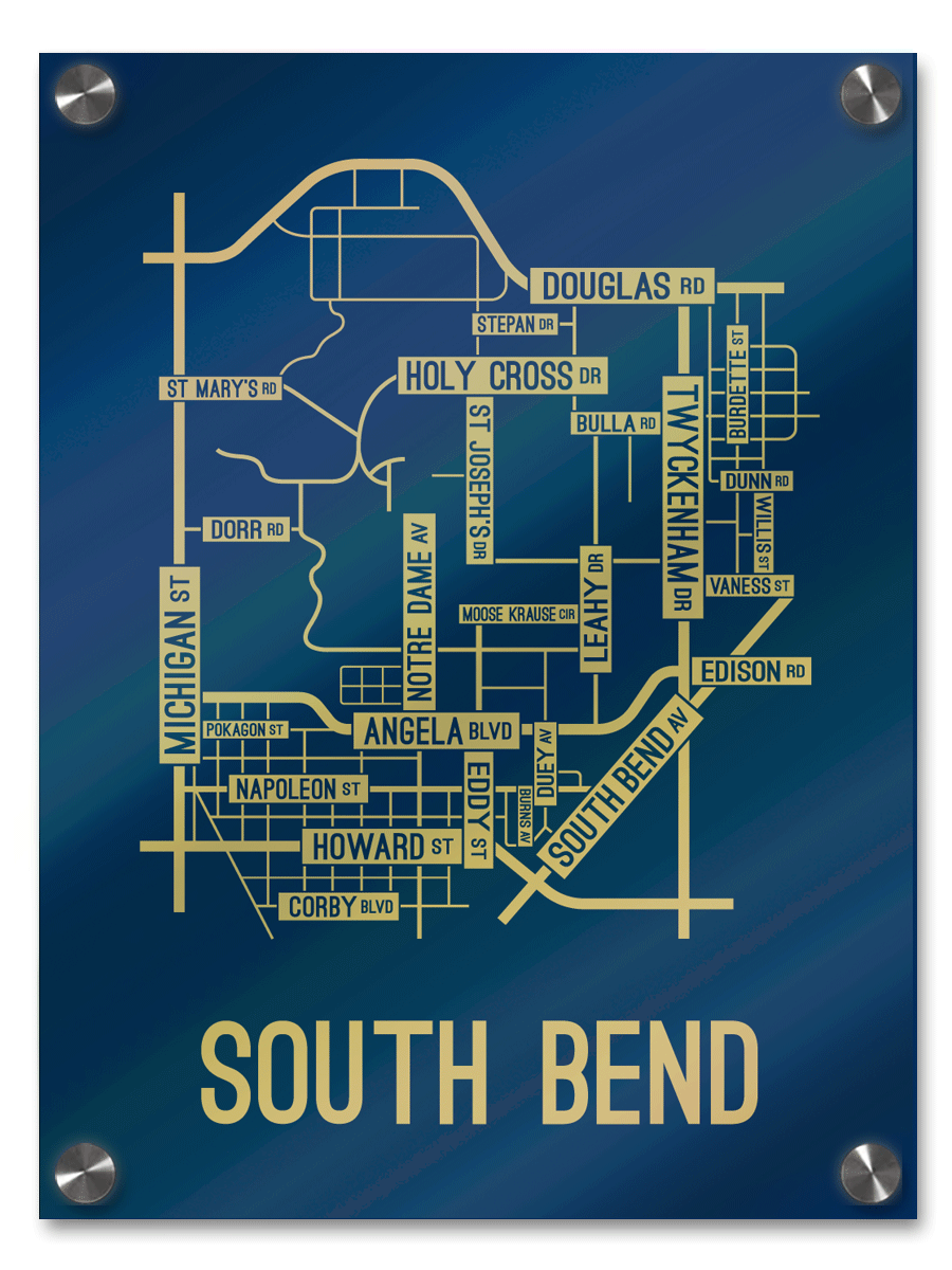 South Bend, Indiana Street Map - School Street Posters