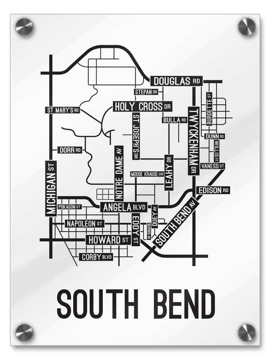 South Bend, Indiana Street Map - School Street Posters