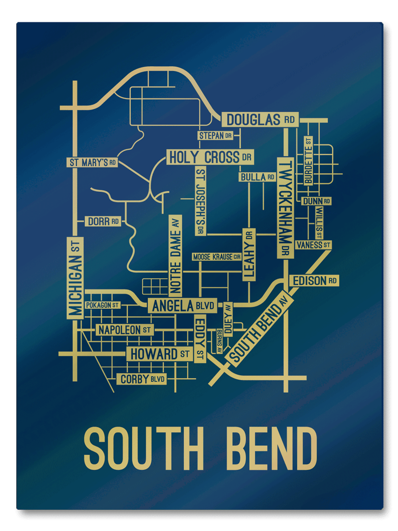 South Bend, Indiana Street Map - School Street Posters
