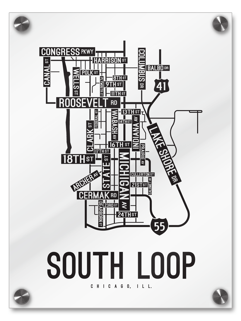 South Loop, Chicago Street Map - School Street Posters