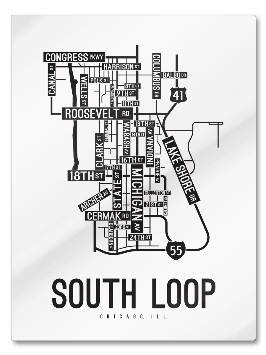South Loop, Chicago Street Map - School Street Posters