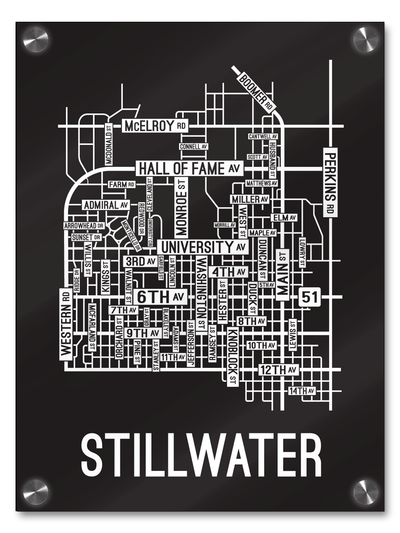 Stillwater, Oklahoma Street Map - School Street Posters