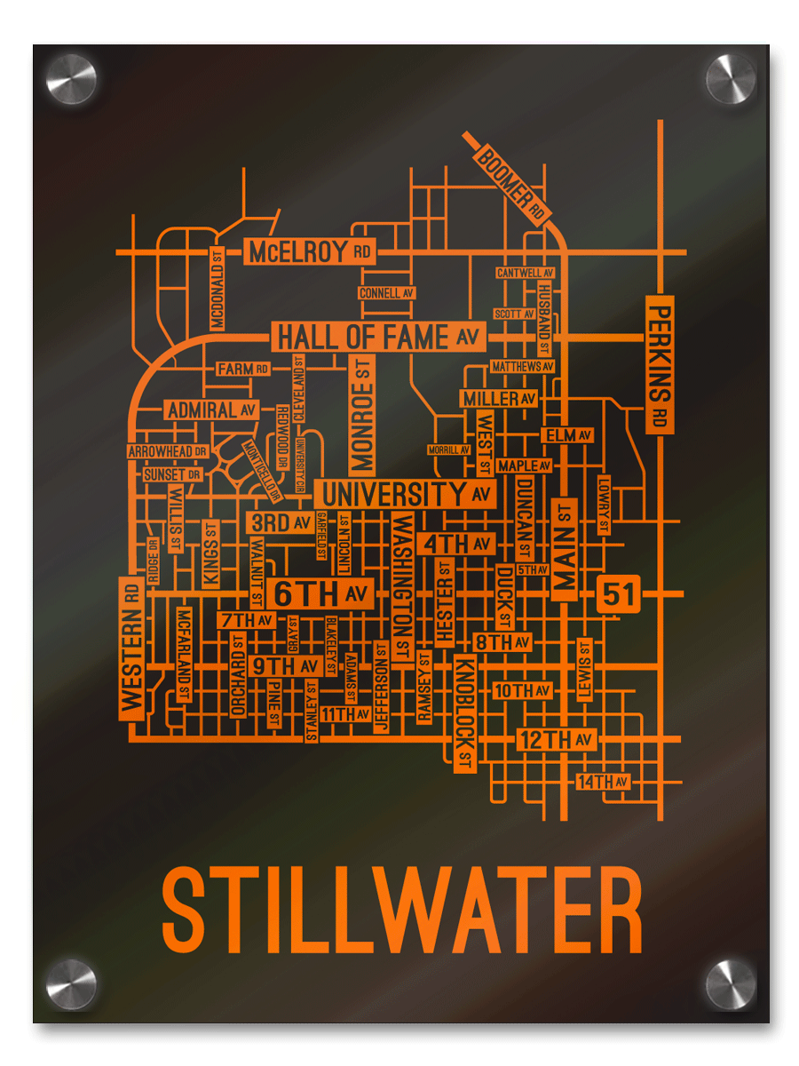 Stillwater, Oklahoma Street Map - School Street Posters