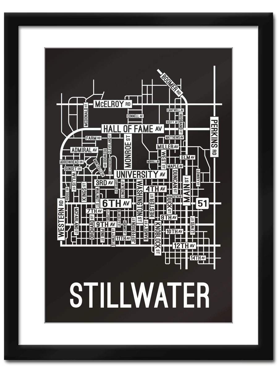 Stillwater, Oklahoma Street Map - School Street Posters