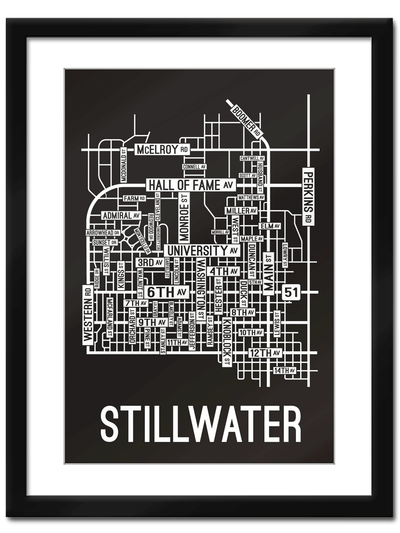 Stillwater, Oklahoma Street Map - School Street Posters