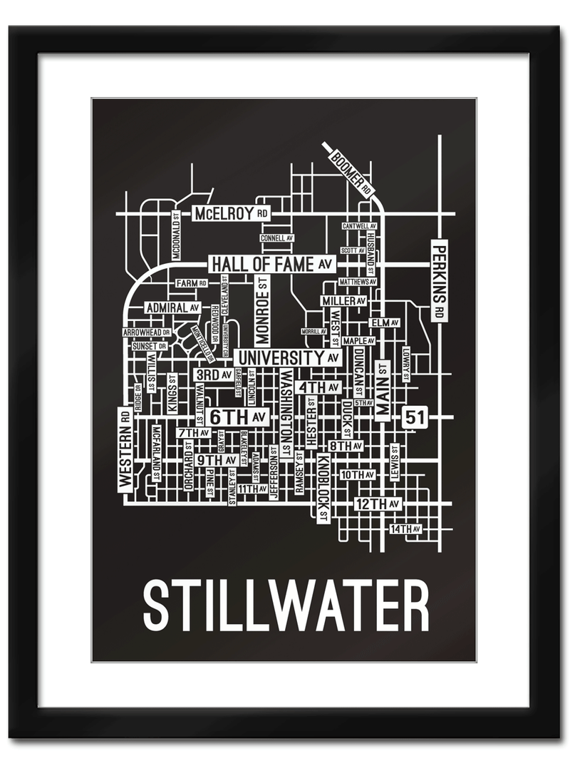Stillwater, Oklahoma Street Map - School Street Posters
