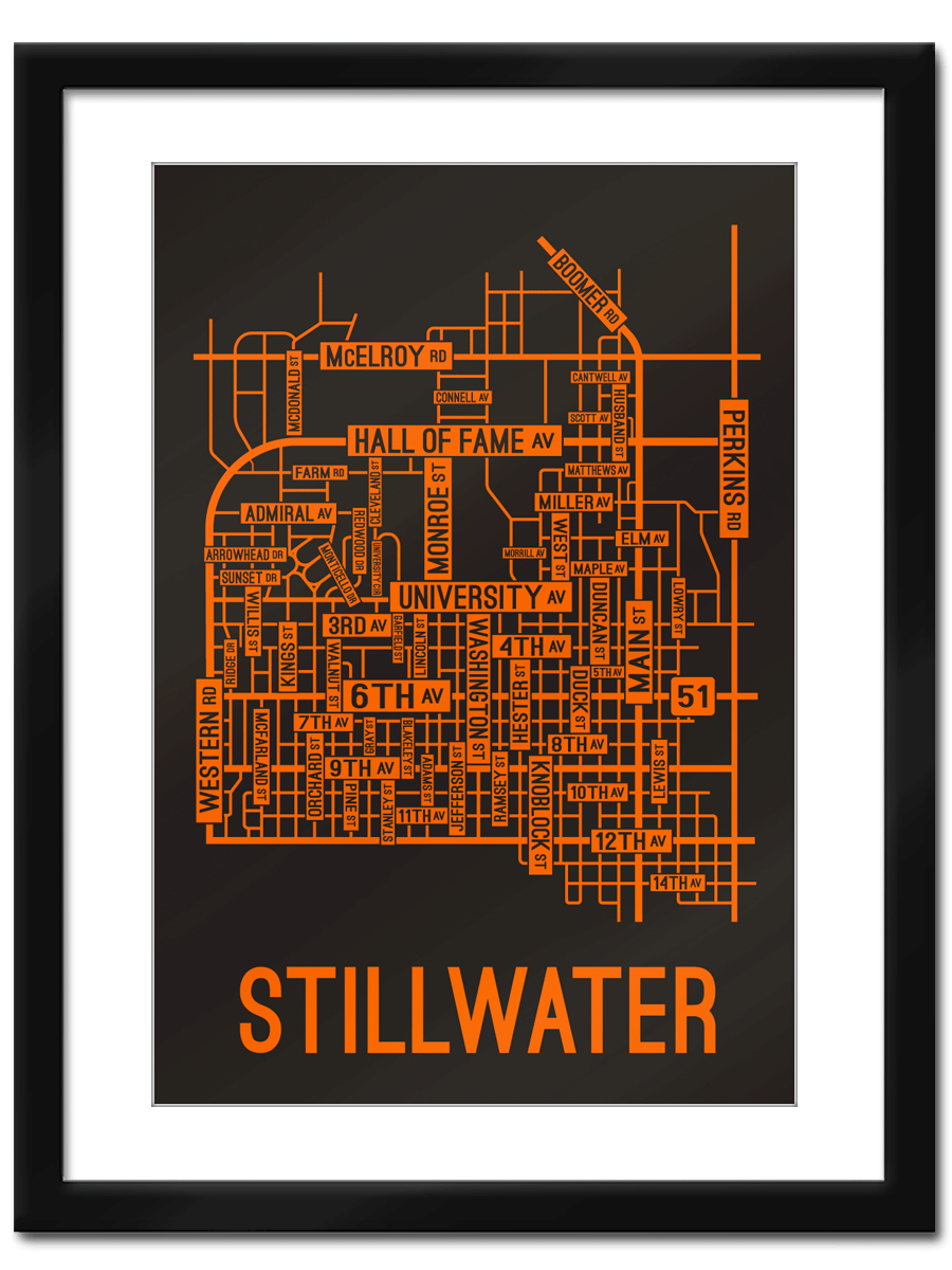Stillwater, Oklahoma Street Map - School Street Posters