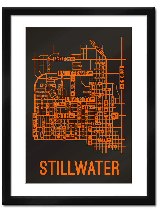 Stillwater, Oklahoma Street Map - School Street Posters