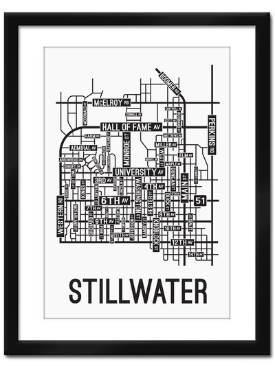 Stillwater, Oklahoma Street Map - School Street Posters