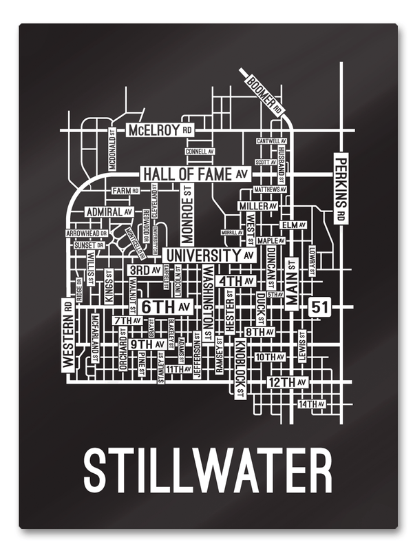 Stillwater, Oklahoma Street Map - School Street Posters