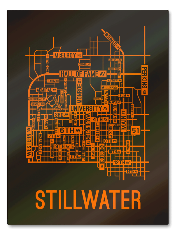 Stillwater, Oklahoma Street Map - School Street Posters