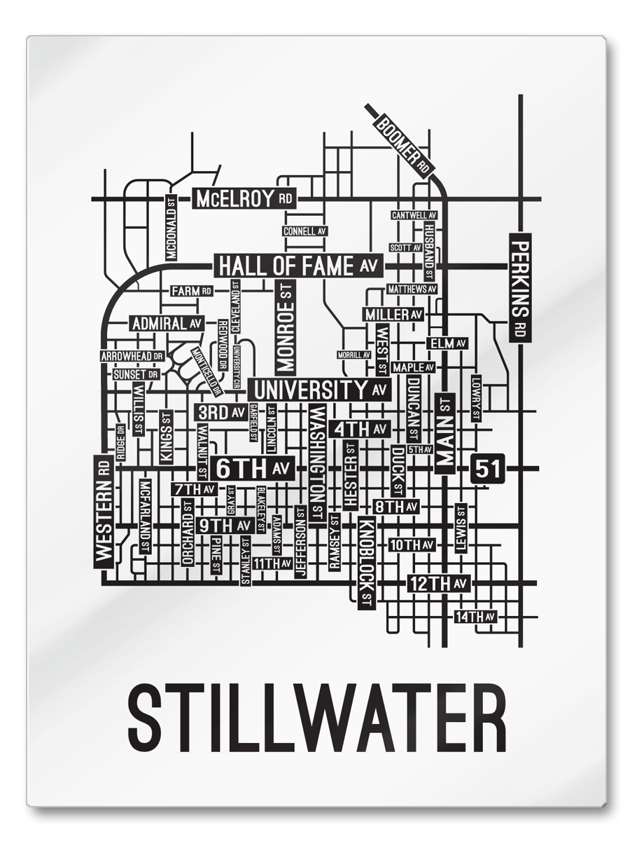 Stillwater, Oklahoma Street Map - School Street Posters