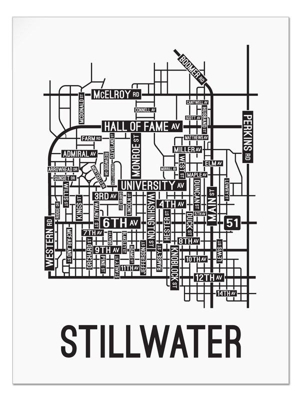 Stillwater, Oklahoma Street Map - School Street Posters