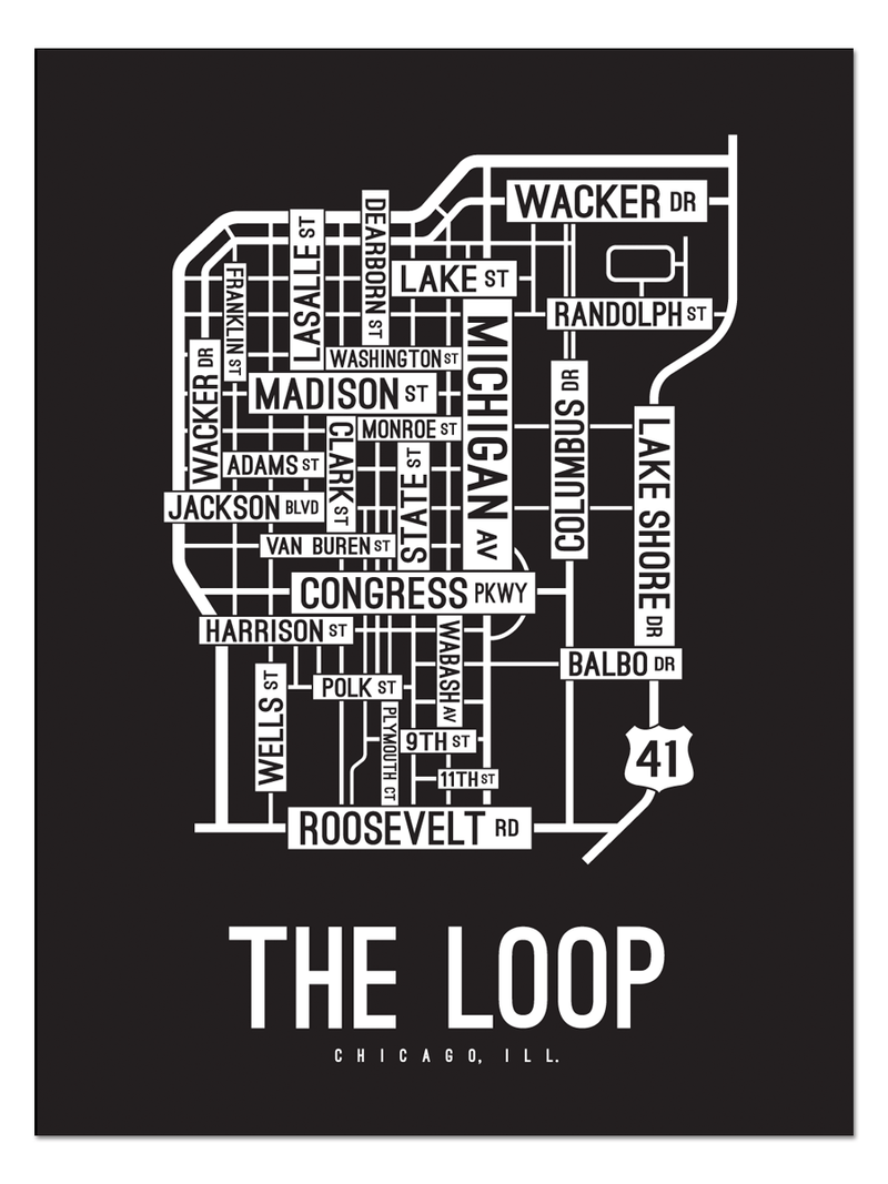 The Loop, Chicago Street Map - School Street Posters