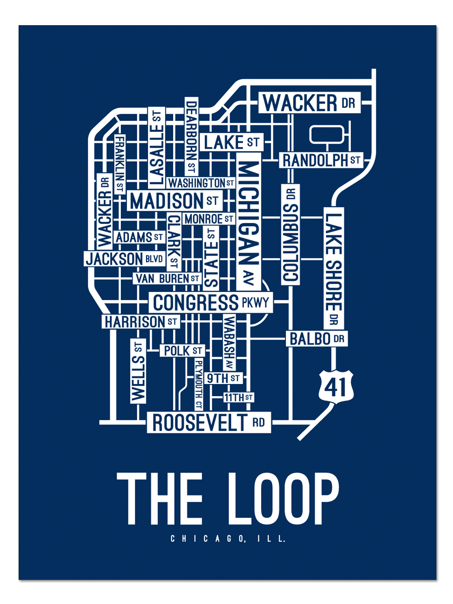 The Loop, Chicago Street Map - School Street Posters