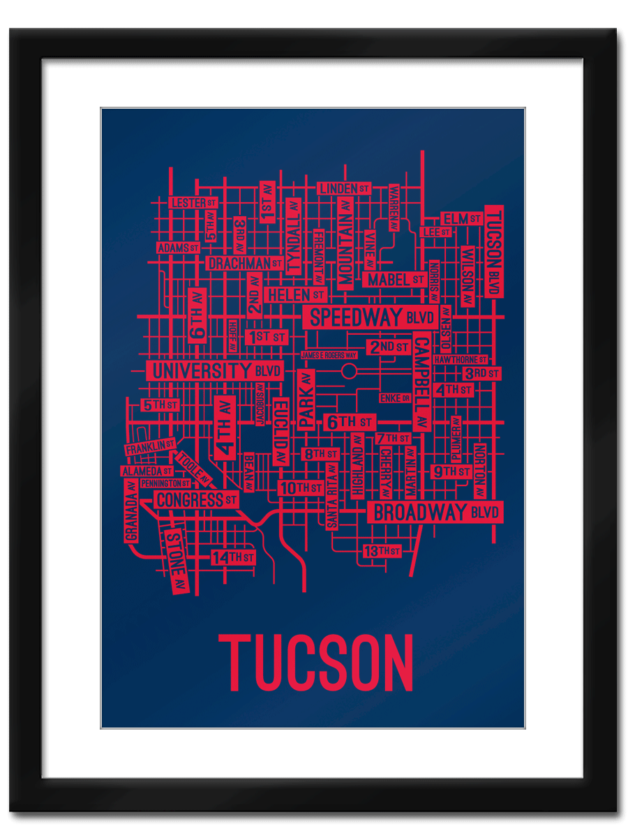 Tucson, Arizona Street Map - School Street Posters