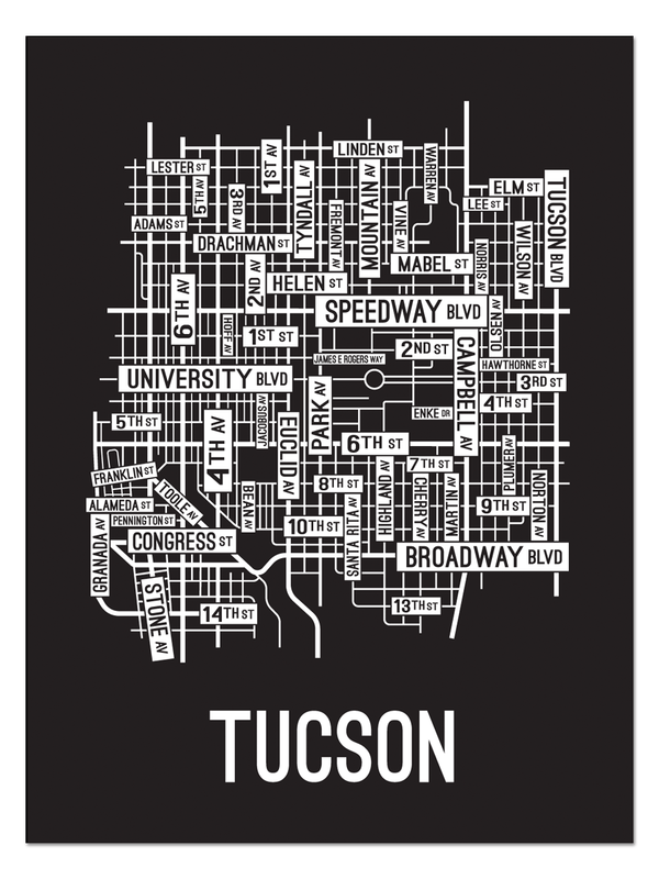 Tucson, Arizona Street Map - School Street Posters
