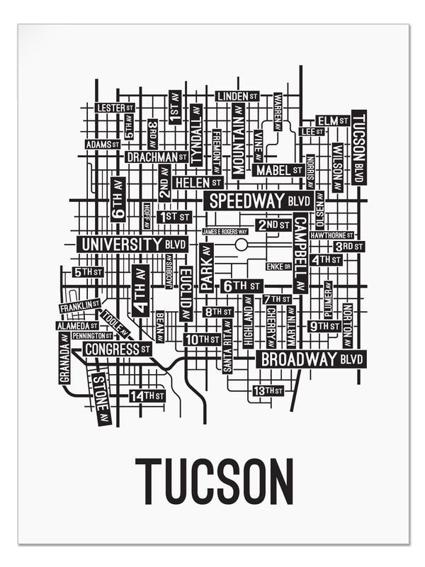 Tucson, Arizona Street Map - School Street Posters
