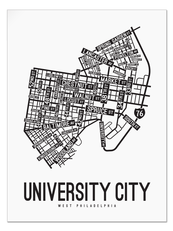 University City, Philadelphia Street Map - School Street Posters