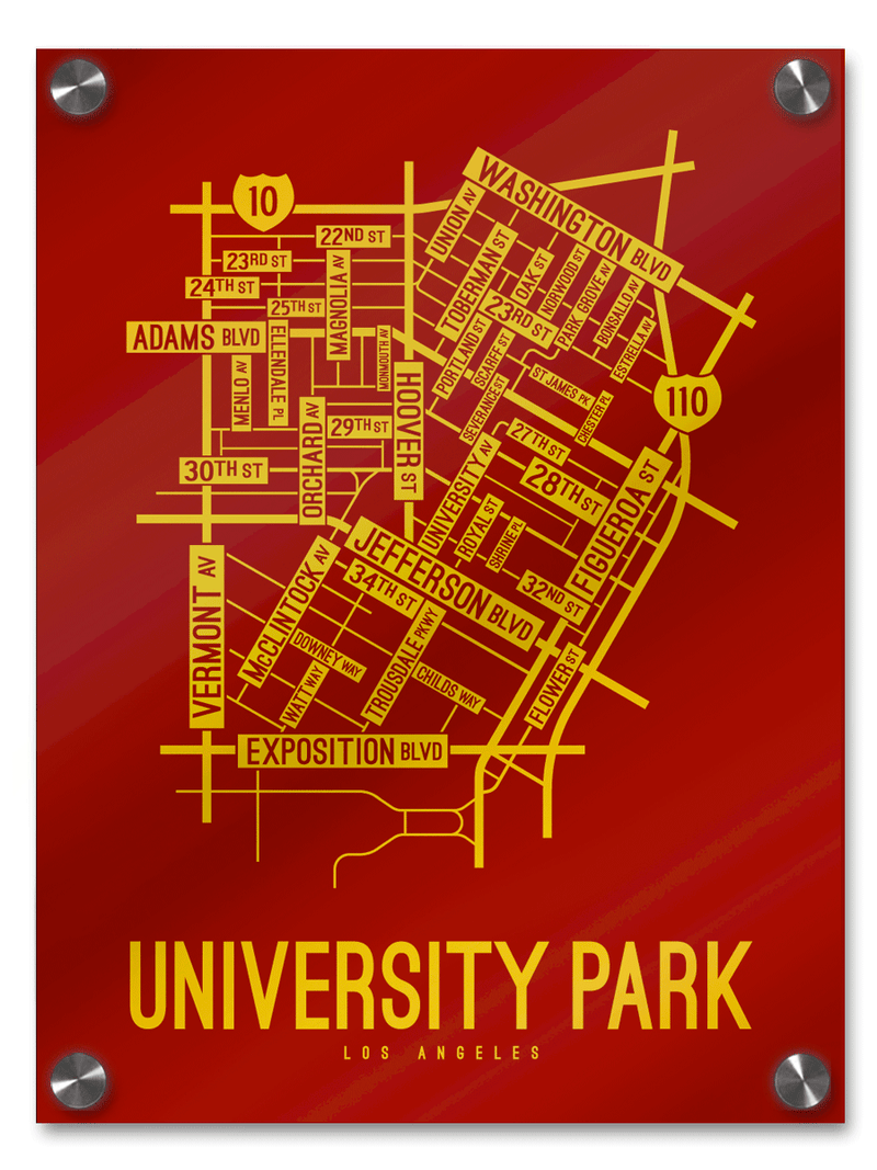 University Park, Los Angeles Street Map - School Street Posters