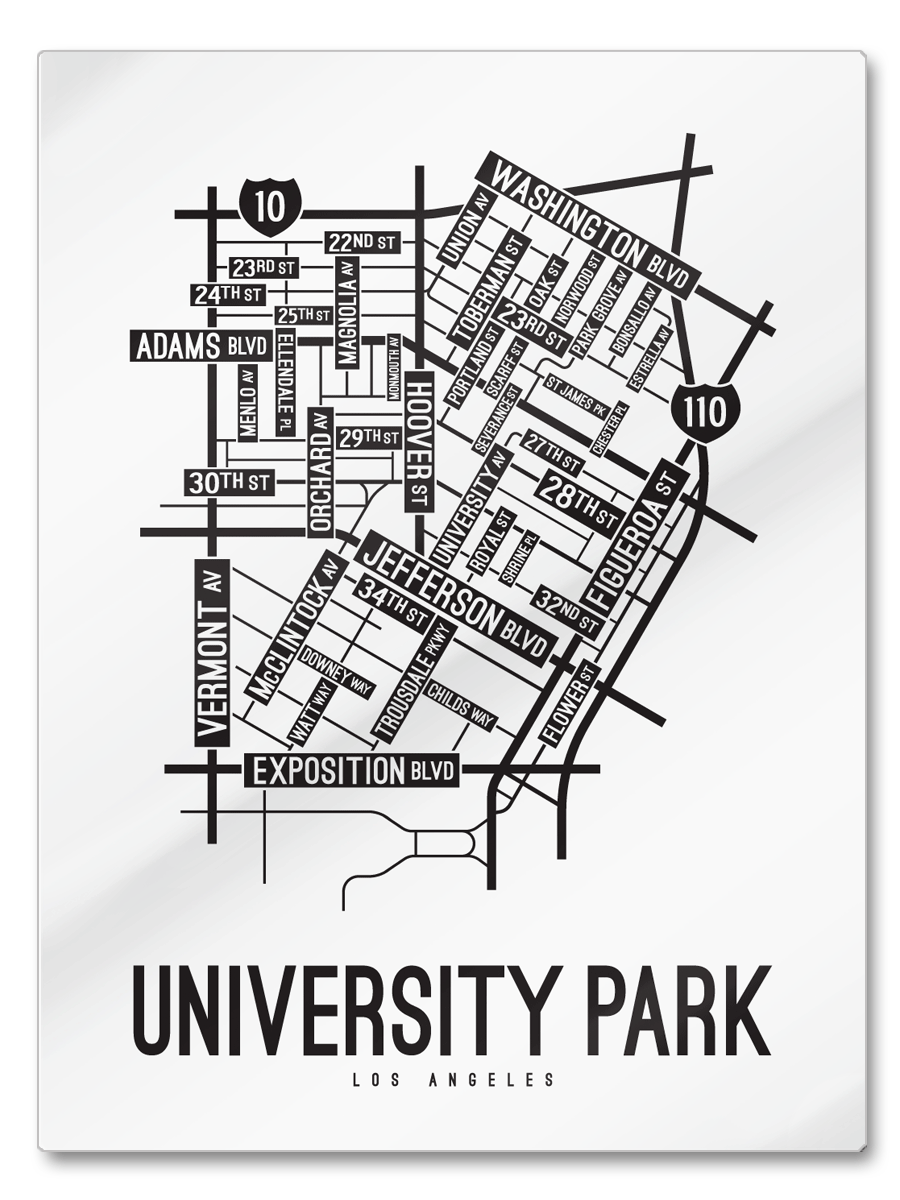 University Park, Los Angeles Street Map - School Street Posters