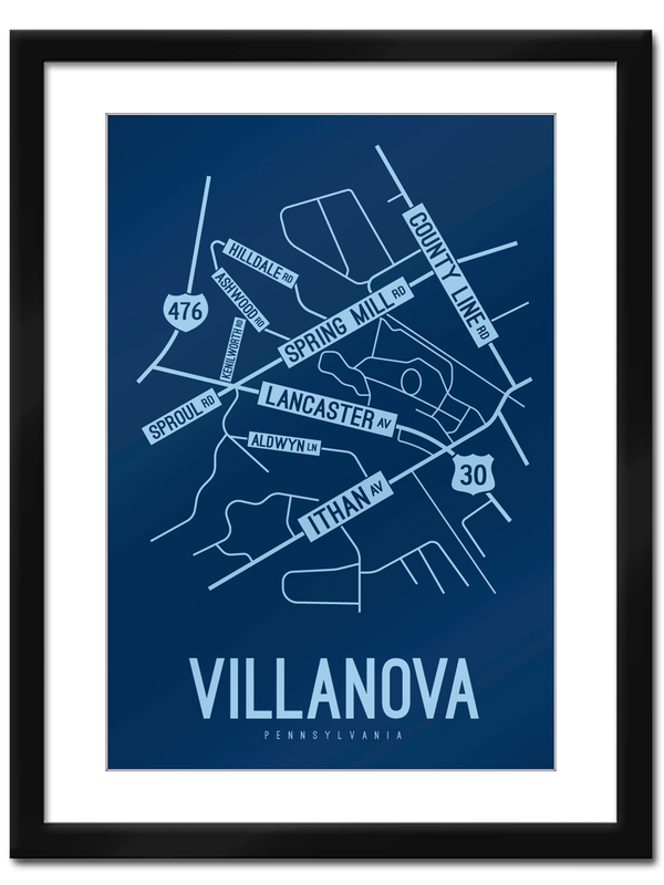 Villanova, Pennsylvania Street Map Print | School Street Posters