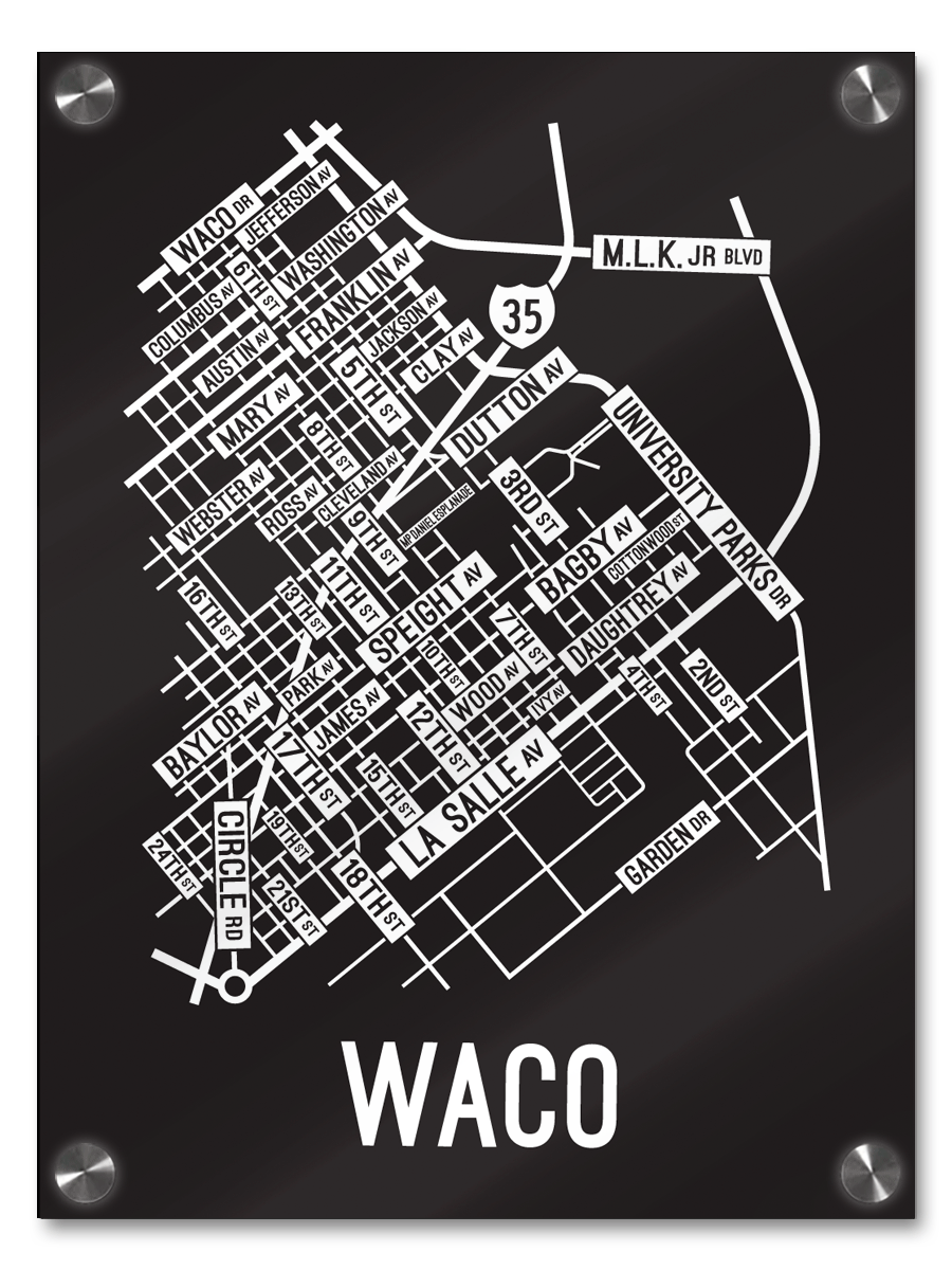 Waco, Texas Street Map - School Street Posters