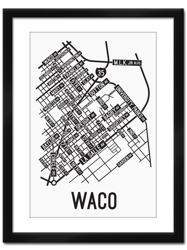 Waco, Texas Street Map - School Street Posters