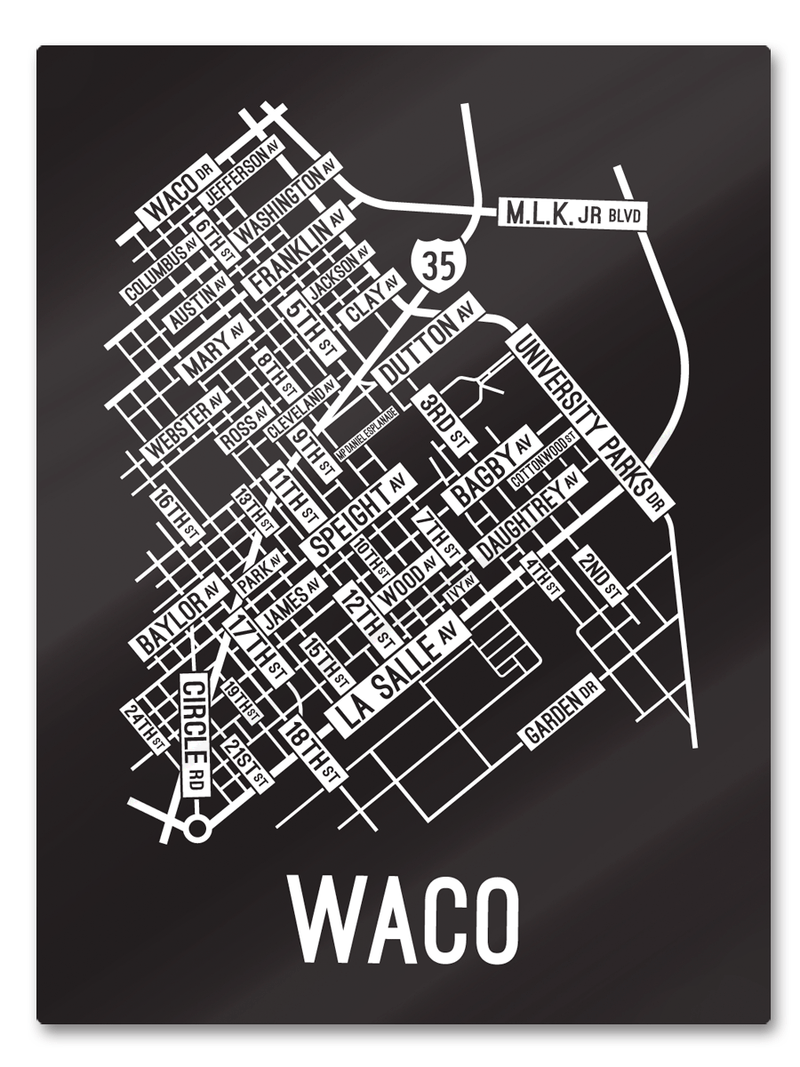Waco, Texas Street Map - School Street Posters