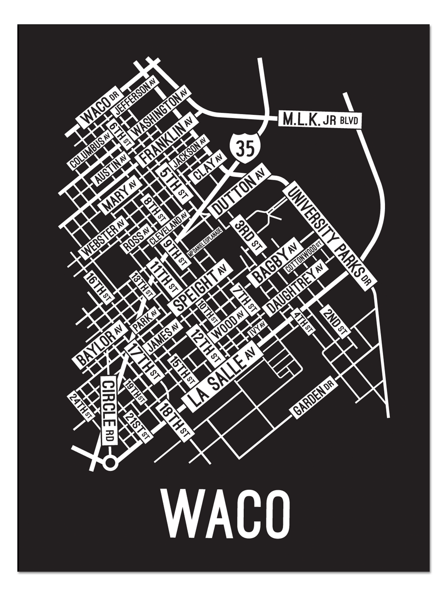 Printable Road Map Of Waco Texas Waco TX City Vector Road Map Blue