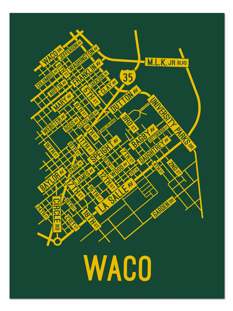 Waco, Texas Street Map - School Street Posters