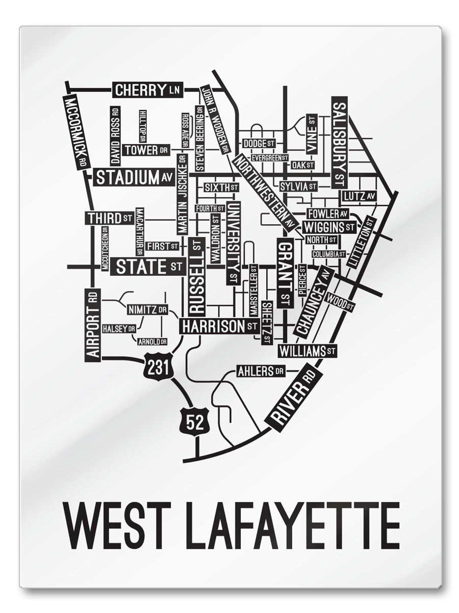 West Lafayette, Indiana Street Map - School Street Posters