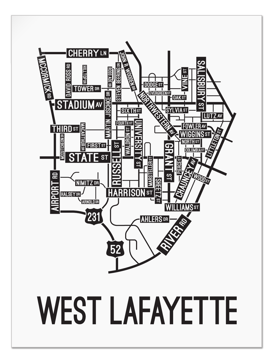 West Lafayette, Indiana Street Map - School Street Posters