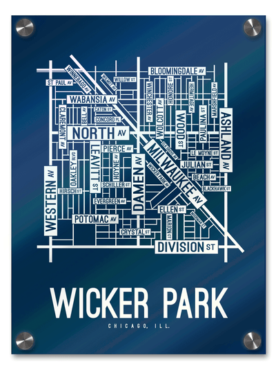 Wicker Park, Chicago Street Map - School Street Posters