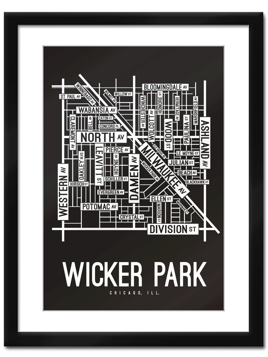 Wicker Park, Chicago Street Map - School Street Posters