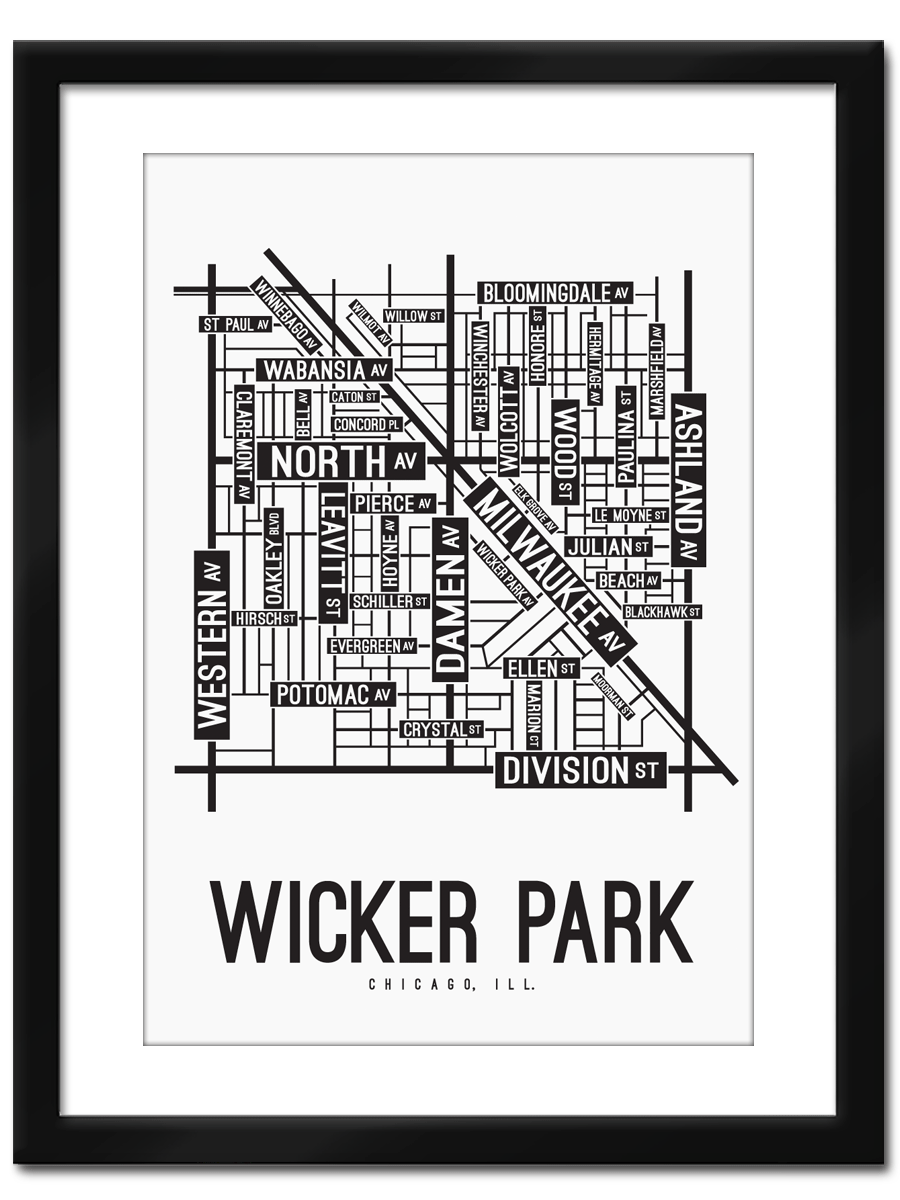 Wicker Park, Chicago Street Map - School Street Posters