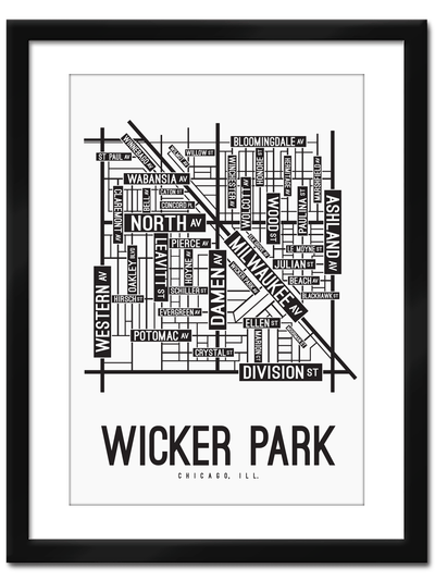 Wicker Park, Chicago Street Map - School Street Posters