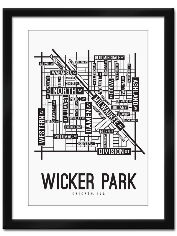 Wicker Park, Chicago Street Map - School Street Posters