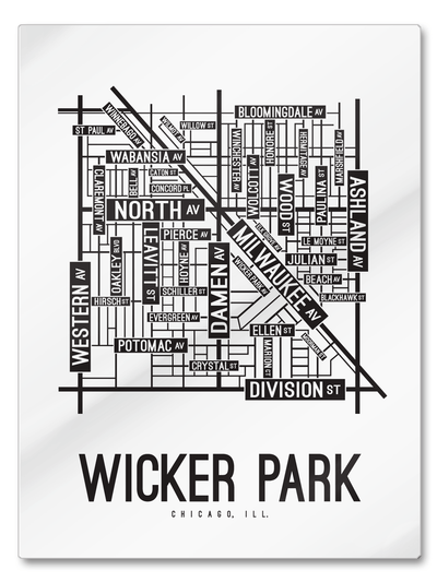 Wicker Park, Chicago Street Map - School Street Posters