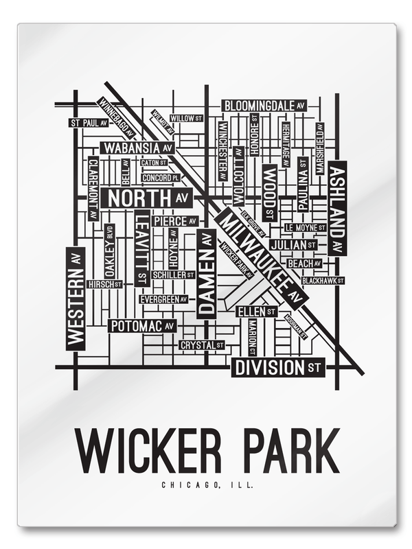 Wicker Park, Chicago Street Map - School Street Posters
